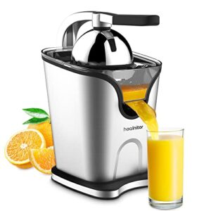 150w electric citrus juicer squeezer with 2 cones, healnitor stainless steel quiet orange juice extractor machines for lime grapefruit lemon, detachable design