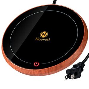 nouvati candle warmer/mug warmer/coffee warmer for desk auto shut-off: excellent heating, 2 heating modes, safety features, sleek & compact; tea warmer (wood grain) 2.0