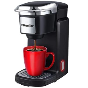 mueller ultimate single serve coffee maker, personal coffee brewer machine for single cup pods, 10oz water tank, quick brewing, one touch operation, compact size,for home,office, rv