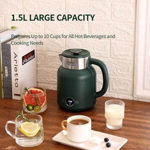 DmofwHi Electric Kettle with TEMP Digital Display(℉/℃), 1.5L Stainless Steel Electric Hot Water Kettle, Auto Shut Off, Boil-Dry Protection, 1200W Electric Tea Kettle for Tea -Deep Green