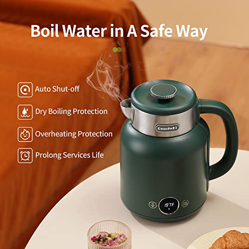 DmofwHi Electric Kettle with TEMP Digital Display(℉/℃), 1.5L Stainless Steel Electric Hot Water Kettle, Auto Shut Off, Boil-Dry Protection, 1200W Electric Tea Kettle for Tea -Deep Green