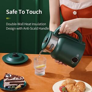 DmofwHi Electric Kettle with TEMP Digital Display(℉/℃), 1.5L Stainless Steel Electric Hot Water Kettle, Auto Shut Off, Boil-Dry Protection, 1200W Electric Tea Kettle for Tea -Deep Green