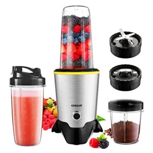 chulux 1000w personal bullet blender for shakes and smoothies,nutritional blender for kitchen with blending and grinding blades,tritan 32+15 oz travel bottles for fruits,vegetables,coffee beans