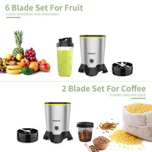 CHULUX 1000W Personal Bullet Blender for Shakes and Smoothies,Nutritional Blender for Kitchen with Blending and Grinding Blades,Tritan 32+15 oz Travel Bottles for Fruits,Vegetables,Coffee Beans