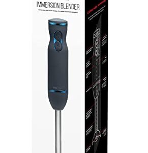 Chefman Immersion Stick Hand Blender with Stainless Steel Blades, Powerful Electric Ice Crushing 2-Speed Control Handheld Food Mixer, Purees, Smoothies, Shakes, Sauces & Soups, Midnight Blue