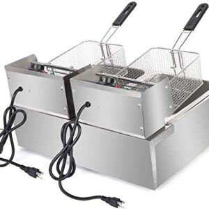 5000W Commercial Deep Fryer, 12L Electric Dual Tank Deep Fryer