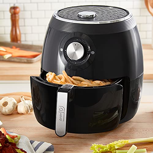 DASH Deluxe Electric Air Fryer + Oven Cooker with Temperature Control, Non-stick Fry Basket, Recipe Guide + Auto Shut Off Feature, 1700-Watt, 6 Quart - Black