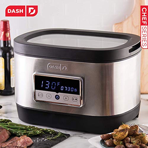 Dash Chef Series Stainless Steel Sous Vide, Temperature Control For Steak/Poultry/Seafood/Vegetables with Timer & Vacuum Bags + Pump Included, 8.5 Quart