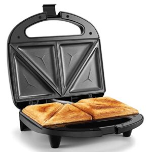 ostba sandwich maker, toaster and electric panini press with non-stick plates, led indicator lights, cool touch handle, black