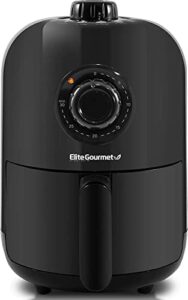 elite gourmet eaf1121 personal 1.1 qt. compact space saving electric hot air fryer oil-less healthy cooker, timer & temperature controls, 1000w