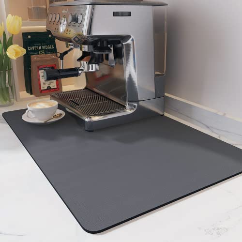 TCHDIO-Coffe Mat-Coffee Bar Accessories-No Water Marks Drying Mat-Rubber Backing Bar Mat Fit Under Coffee Maker Machine Coffee Pot-Perfect Coffee Station Organizer