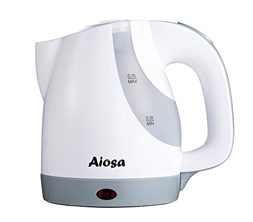 Aiosa Electric Kettles(White),0.9L,Mini Water Kettle,Hot Water Kettle Electric,Portable Tea Kettles With Auto Shut Off,Travel Small Kettle,Kettle Water Boiler,Personal Kettle