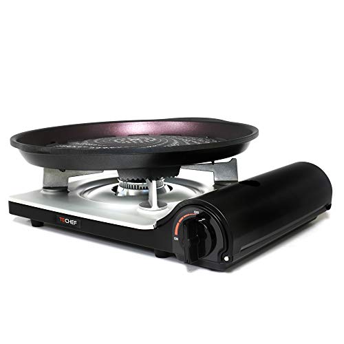 TECHEF - Stovetop Korean BBQ Non-Stick Grill Pan with Agni Portable Gas Stove Burner, Made in Korea