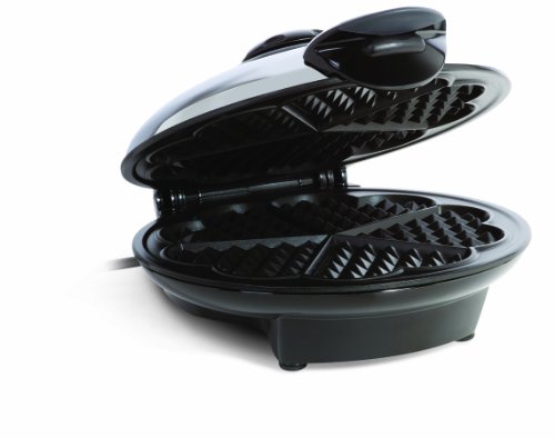 Euro Cuisine WM520 Eco Friendly Heart Shaped Waffle Maker - PTFE and PFOA Free Non Stick Plates,Silver