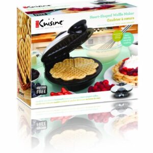 Euro Cuisine WM520 Eco Friendly Heart Shaped Waffle Maker - PTFE and PFOA Free Non Stick Plates,Silver