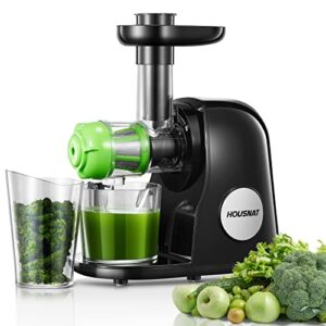 juicer machines, housnat professional celery slow masticating juicer extractor easy to clean, cold press juicer with quiet motor and reverse function for fruit & vegetable, brushes & recipes included, black