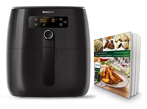 Philips Kitchen Appliances Premium Digital Airfryer with Fat Removal Technology + Recipe Cookbook, 3 qt, Black, HD9741/99, X-Large