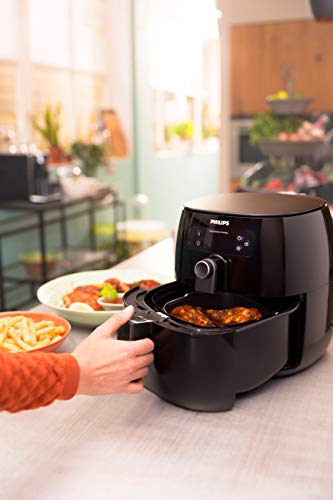 Philips Kitchen Appliances Premium Digital Airfryer with Fat Removal Technology + Recipe Cookbook, 3 qt, Black, HD9741/99, X-Large