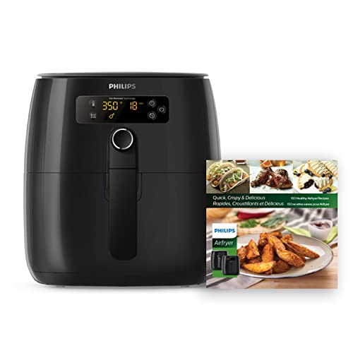 Philips Kitchen Appliances Premium Digital Airfryer with Fat Removal Technology + Recipe Cookbook, 3 qt, Black, HD9741/99, X-Large