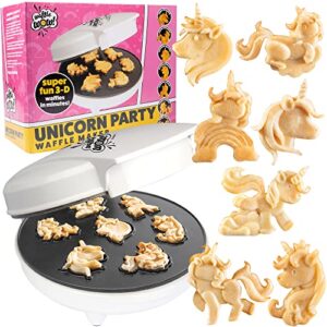 unicorn mini waffle maker- creates 7 different unicorn animal shaped waffles in minutes- a fun and cool magical breakfast for kids & adults – electric non-stick waffler iron, fun gift for girls