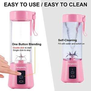 Portable Blender for Shakes and Smoothies Personal Blender USB Rechargeable Small Smoothie Blender (Pink)