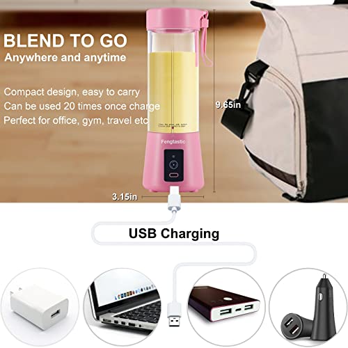 Portable Blender for Shakes and Smoothies Personal Blender USB Rechargeable Small Smoothie Blender (Pink)