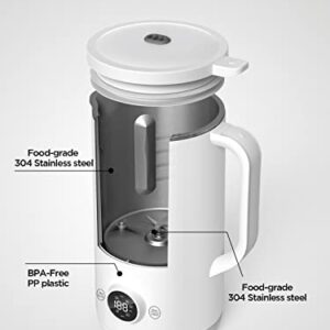 VEGAPUNK Nut Milk Maker Machine 20oz - Smart Automatic Cold and Hot Dairy Free Soybean/Oat/Coconut/Soy Milk Maker Machine with Filter Bag - Plant Based Almond Cow Milk Machine Maker for Vegan