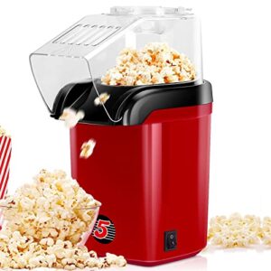 5 core hot air popcorn popper 1200w electric popcorn machine kernel corn maker, bpa free, 16 cups, 95% popping rate, 3 minutes fast, no oil healthy snack for kids adults, home, party & gift pop r