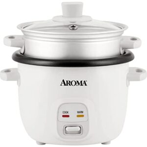 Aroma Housewares 4-Cup (Cooked) / 1Qt. Rice & Grain Cooker with Automatic Warm Mode, Steamer, One-Touch Operation, White (ARC-302-1NG),2 cup (uncooked rice)