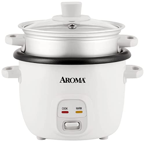 Aroma Housewares 4-Cup (Cooked) / 1Qt. Rice & Grain Cooker with Automatic Warm Mode, Steamer, One-Touch Operation, White (ARC-302-1NG),2 cup (uncooked rice)