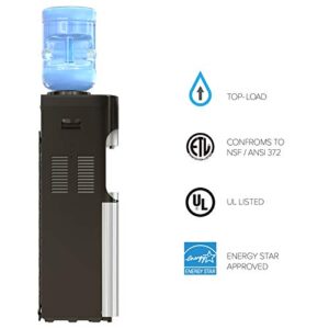 Brio Essential Series Top Loading Water Cooler Dispenser - Tri Temp Dispense, Child Safety Lock, Holds 3 or 5 Gallon Bottles - UL/Energy Star Approved