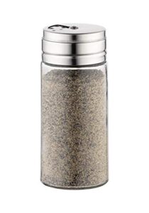 fox run 5167 glass spice jar with stainless steel shaker lid, 6 ounce, clear container for seasonings