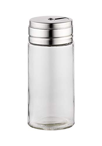 Fox Run 5167 Glass Spice Jar with Stainless Steel Shaker Lid, 6 Ounce, Clear Container for Seasonings