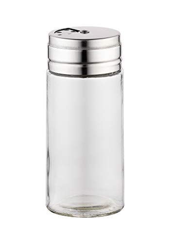 Fox Run 5167 Glass Spice Jar with Stainless Steel Shaker Lid, 6 Ounce, Clear Container for Seasonings