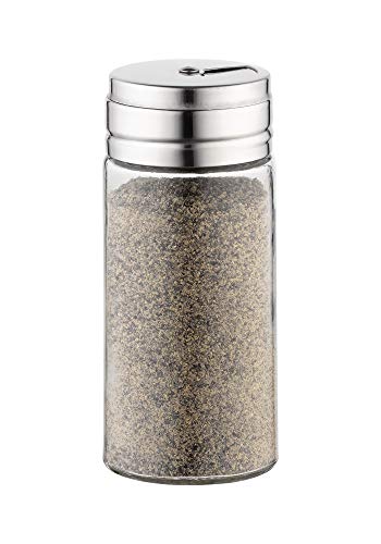 Fox Run 5167 Glass Spice Jar with Stainless Steel Shaker Lid, 6 Ounce, Clear Container for Seasonings