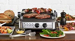 Breville BGR700BSS the Sear and Press countertop electric grill, Medium, Brushed Stainless Steel