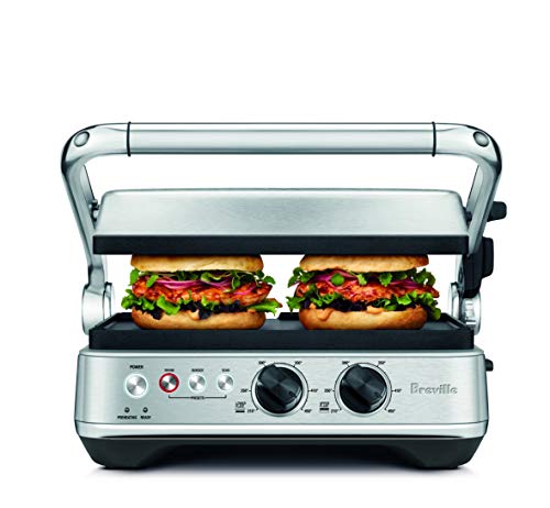 Breville BGR700BSS the Sear and Press countertop electric grill, Medium, Brushed Stainless Steel