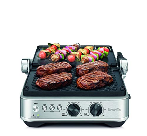 Breville BGR700BSS the Sear and Press countertop electric grill, Medium, Brushed Stainless Steel