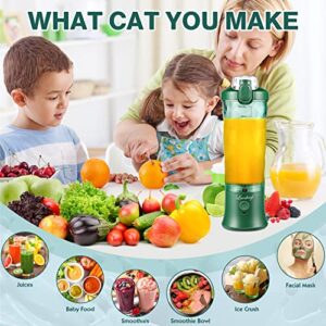 Portable Blender,22 Oz Mini Blender for Shakes and Smoothies,Personal Blender with Rechargeable USB,Fruit,Smoothie,Baby Food Mixing Machine Blender With 6 Blades ,for Home,Kitchen,Travel ,Sports (green)