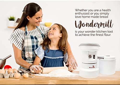 Powerful High Speed Electric Grain Mill Grinder for Healthy Gluten-Free Flours - Grain Grinder Mill, Wheat Grinder, Flour Mill Machine and Flour Mill Grinder for Home and Professional Use - Wondermill