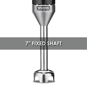 Waring Commercial Big Stix Light Duty Stick Immersion Hand Held Blender, 7" Fixed Shaft, Submersible, 2 Speed, 100 Watt, Professional Restaurant Kitchen Grade, 3 Gallon Capacity, 120V, 5-15P WSB33X, Black/Silver