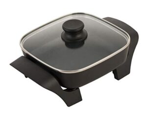 brentwood appliances sk46 8-inch nonstick electric skillet with glass lid, one size, black