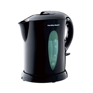 hamilton beach electric tea kettle, water boiler & heater, 1.8 l, cordless, auto-shutoff & boil-dry protection, black (k6080)