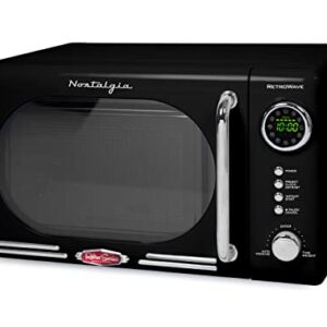 Nostalgia Retro Compact Countertop Microwave Oven, 0.7 Cu. Ft. 700-Watts with LED Digital Display, Child Lock, Easy Clean Interior, Black