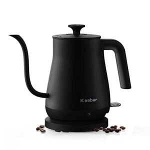 electric kettle, 100% stainless steel bpa-free electric tea kettle, gooseneck kettle, electric teapot with auto shut-off protection,1000 watt quick heating, keebar, black, xh-w081-b