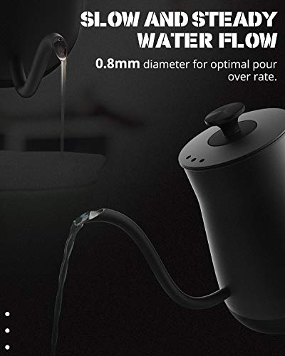 Electric Kettle, 100% Stainless Steel BPA-Free Electric Tea Kettle, Gooseneck Kettle, Electric Teapot with Auto Shut-Off Protection,1000 Watt Quick Heating, Keebar, Black, XH-W081-B