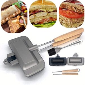 Breakfast Sandwich Maker Hot Dog Toaster Small Egg Panini Presses Grill Pan Non Stick Skillets Pancake Pan Removable Handle Cookware for Breakfast Pancakes, Omelets, Frittatas, and Toast