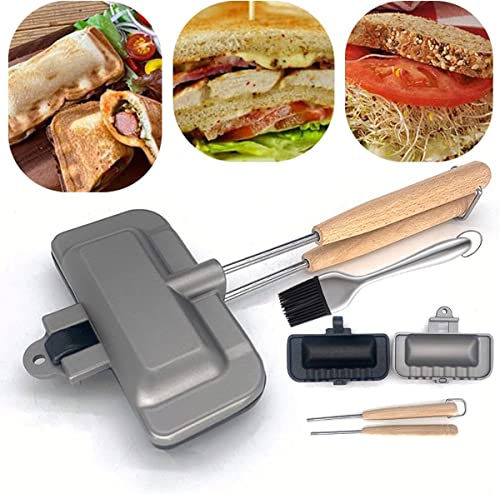 Breakfast Sandwich Maker Hot Dog Toaster Small Egg Panini Presses Grill Pan Non Stick Skillets Pancake Pan Removable Handle Cookware for Breakfast Pancakes, Omelets, Frittatas, and Toast