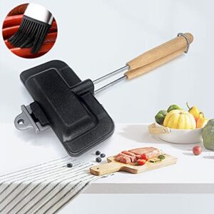 Breakfast Sandwich Maker Hot Dog Toaster Small Egg Panini Presses Grill Pan Non Stick Skillets Pancake Pan Removable Handle Cookware for Breakfast Pancakes, Omelets, Frittatas, and Toast