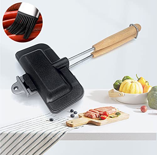 Breakfast Sandwich Maker Hot Dog Toaster Small Egg Panini Presses Grill Pan Non Stick Skillets Pancake Pan Removable Handle Cookware for Breakfast Pancakes, Omelets, Frittatas, and Toast